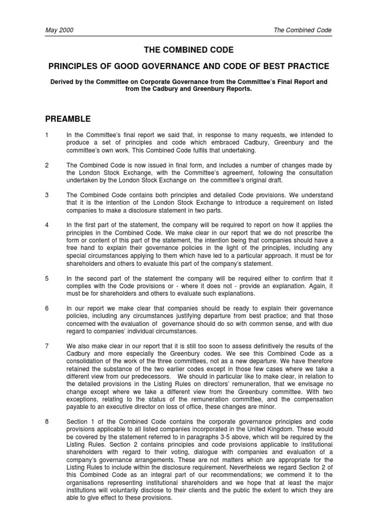 The Combined Code Principles of Good Governance and Code of Best ...