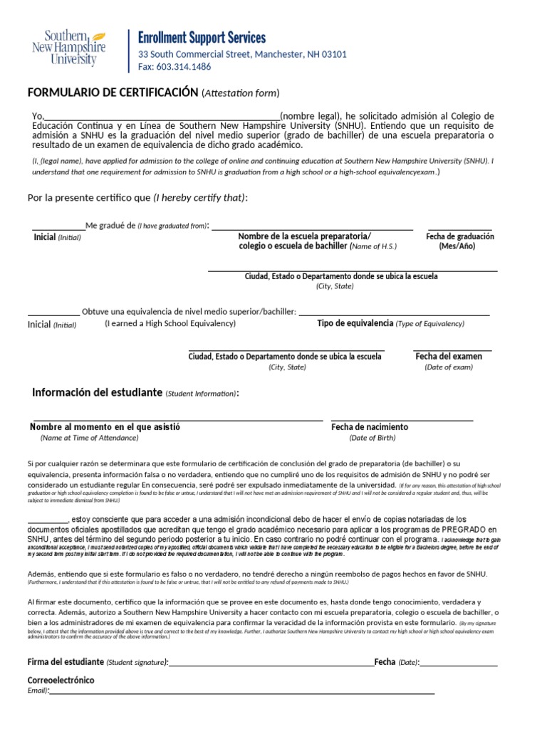 SNHU UG Attestation 1.29.21 | Descargar gratis PDF | Escuelas | Prueba ...