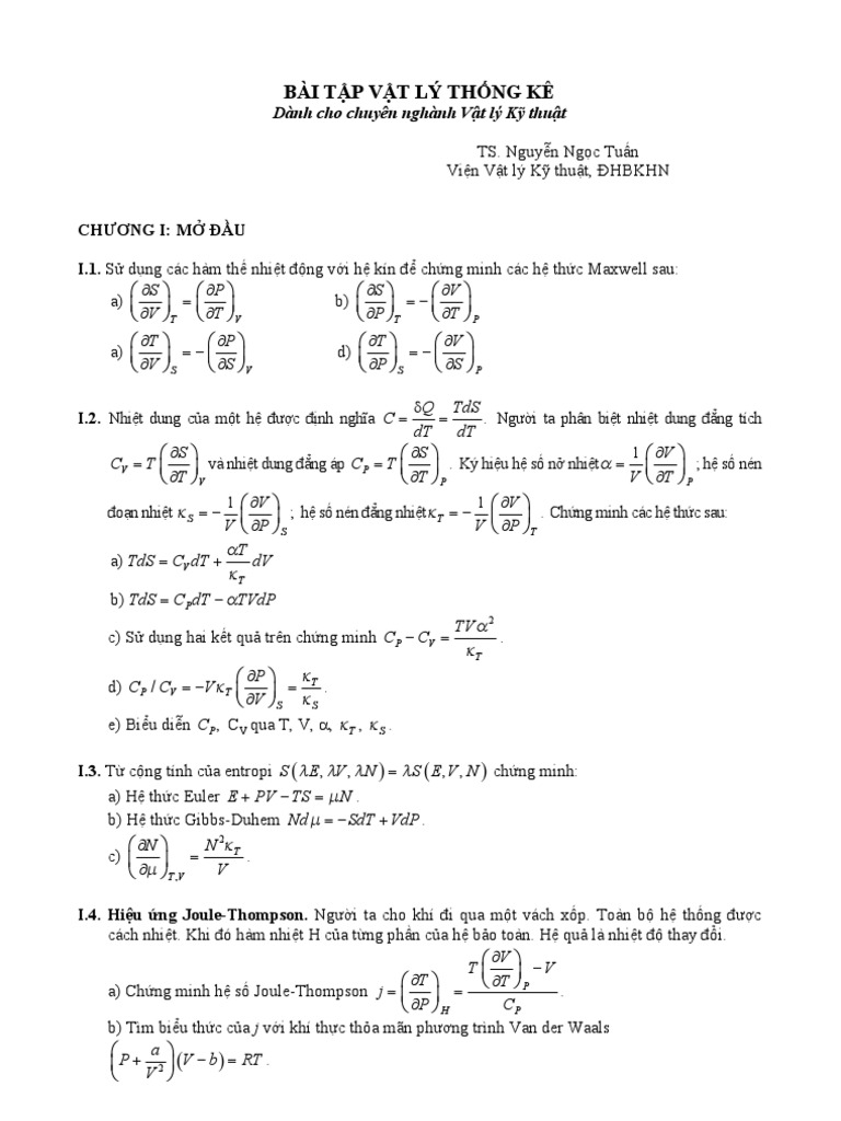 Bai Tap Vat Ly Thong Ke | PDF