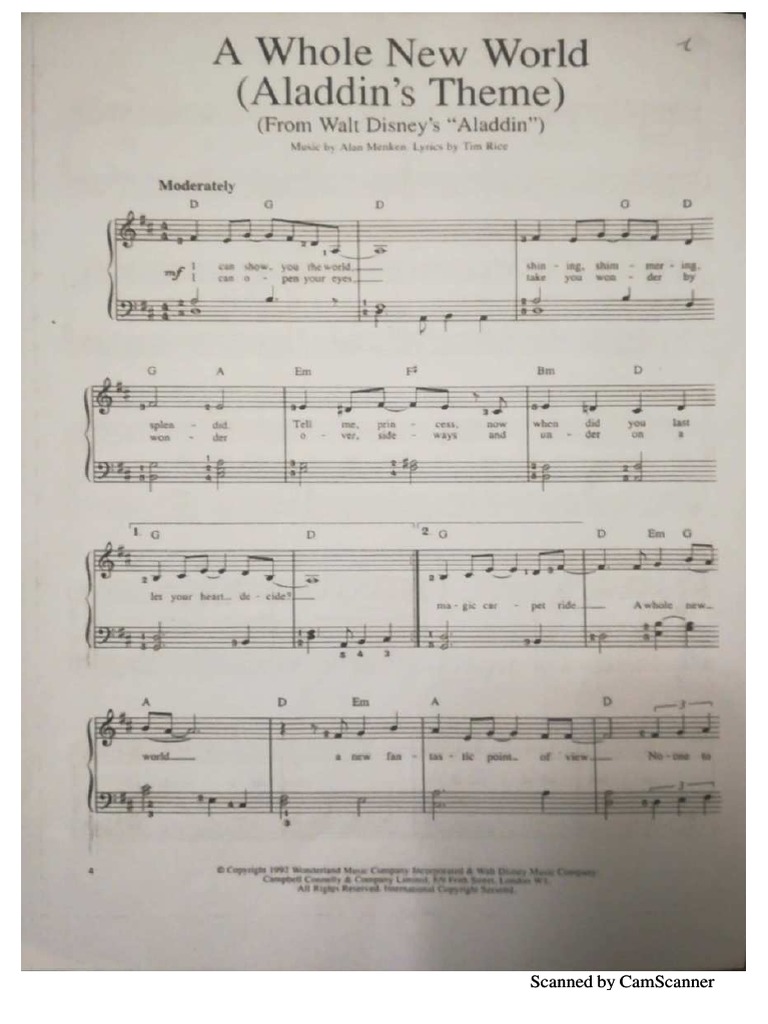 Aladdin Piano Sheet | PDF