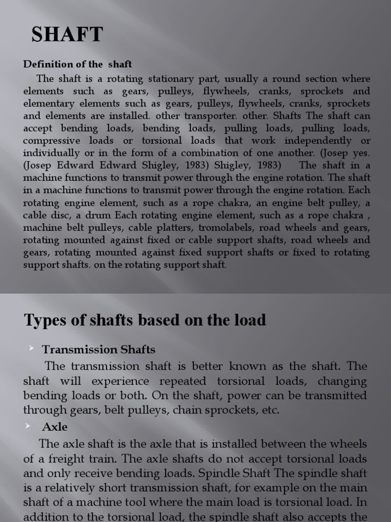 Understanding Shaft Types and Functions | PDF | Axle | Stress (Mechanics)