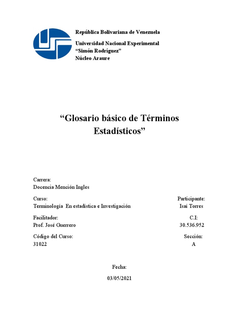 Glosario Basico de Terminos Estadisticos | PDF | Nivel de medida | Estadísticas