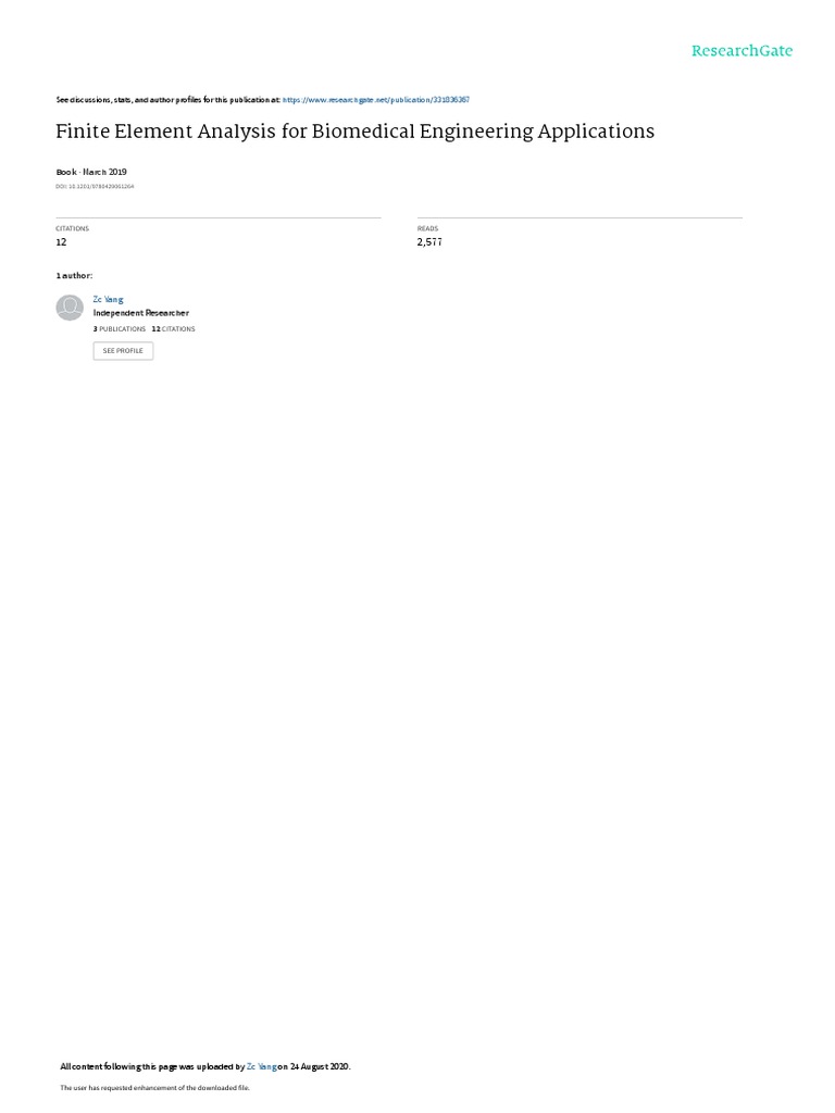 Finite Element Analysis For Biomedical Engineering | PDF ...