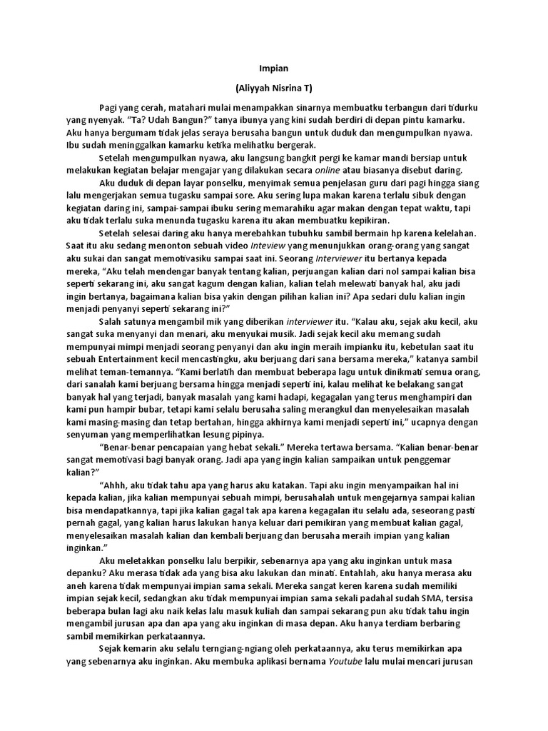 Cerpen Impian | PDF | Pengembangan Diri