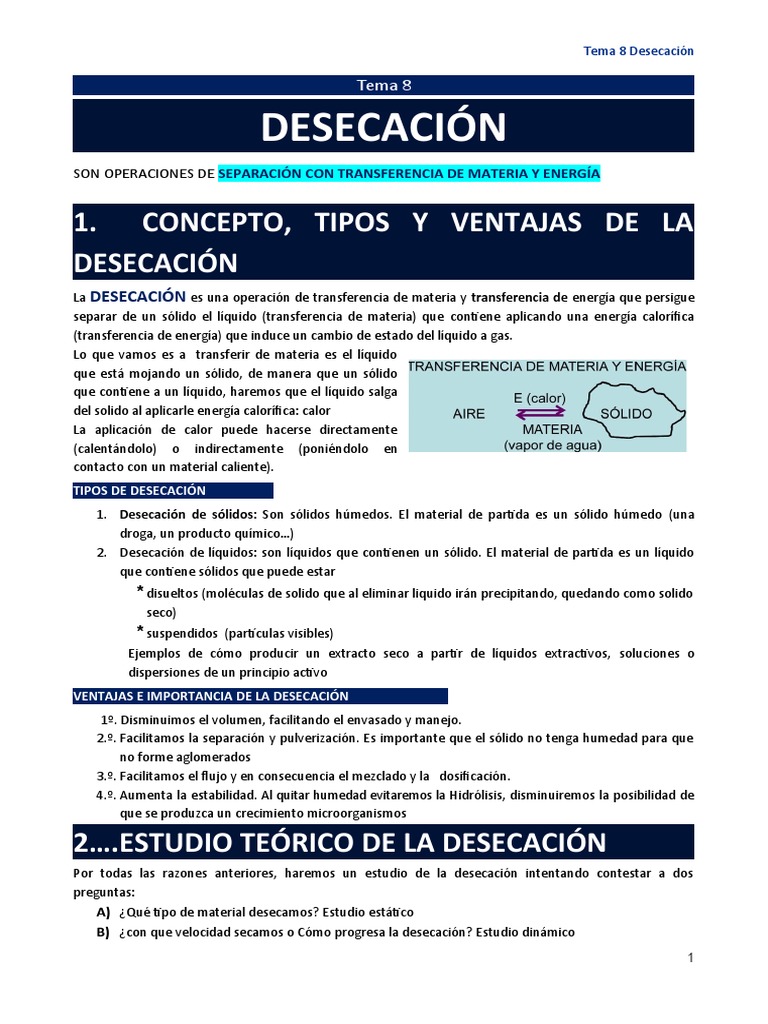 Conceptos y Tipos de Desecación | PDF | Humedad | Temperatura