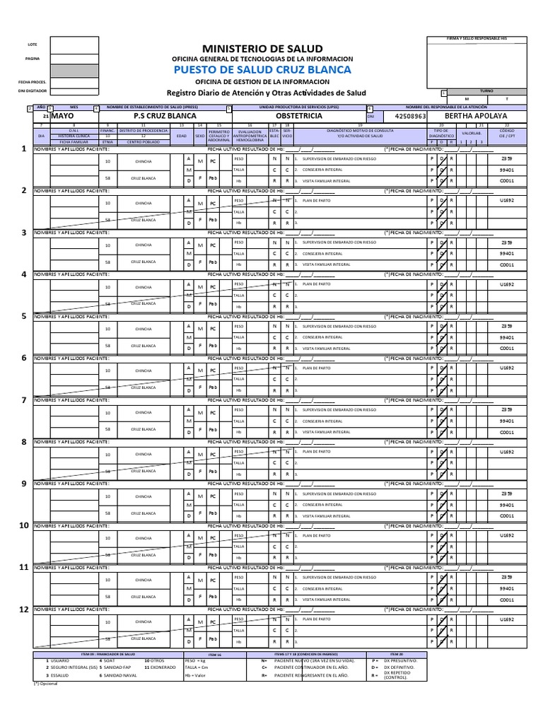 Formato His 2021CONSEJERIAGESTAN | PDF | Cuidado de la salud | Bienestar
