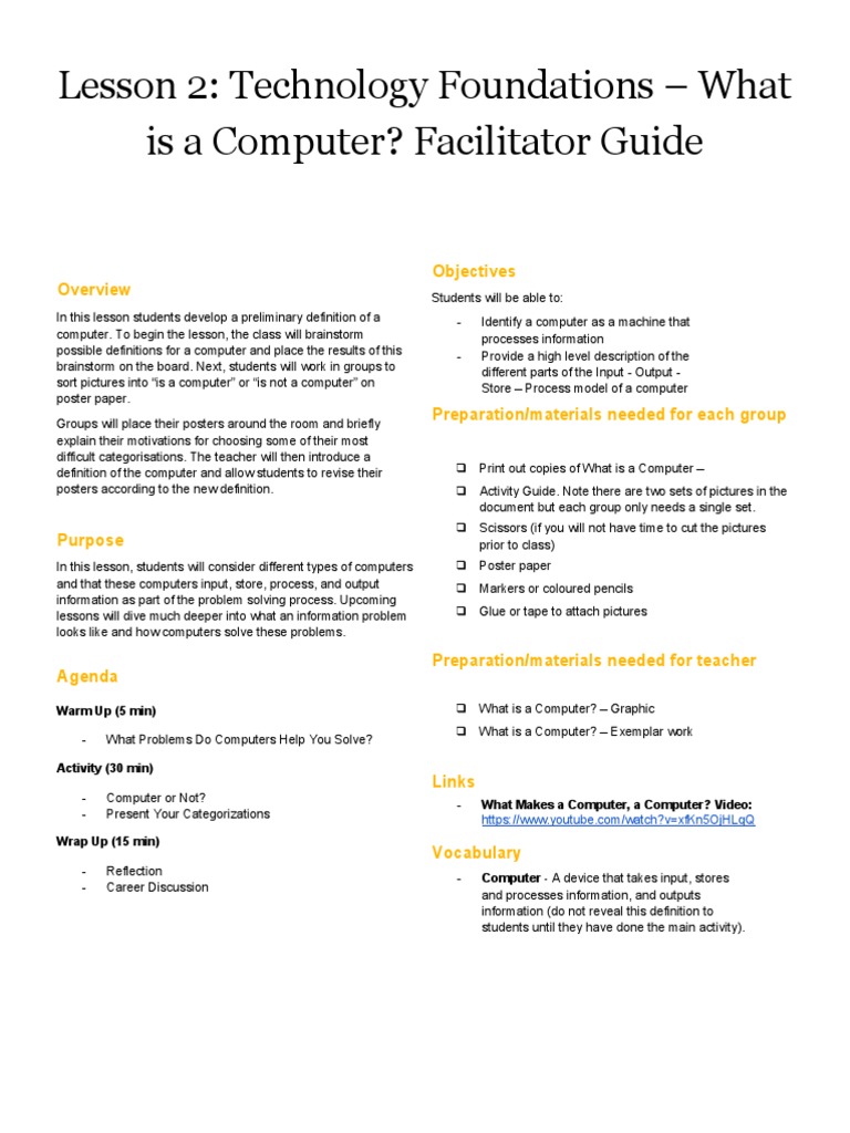 Lesson 2 Facilitator 2345guide | PDF | Analytics | Input/Output
