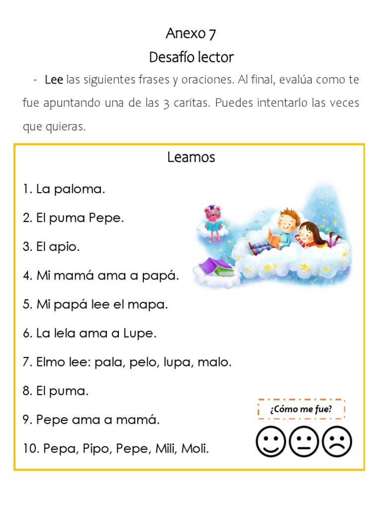 Anexo 7 Leyendo Frases y Oraciones | PDF