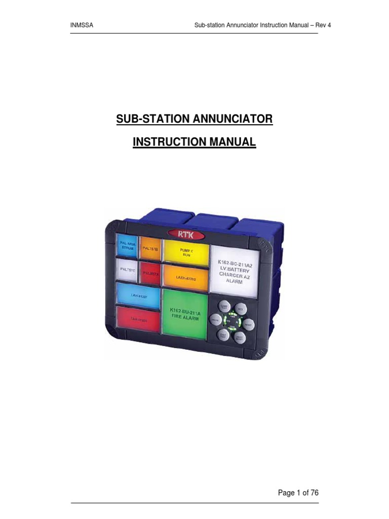 Sub-Station Annunciator Instruction Manual Rev 4 | PDF | Relay | Power ...