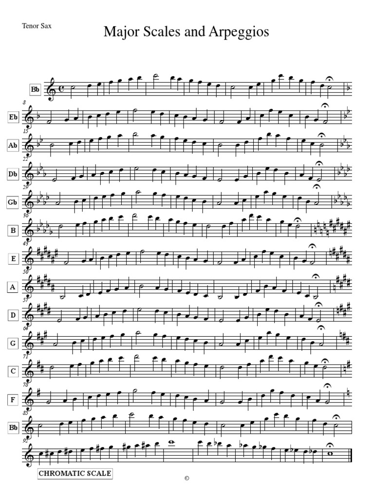 Major Scales and Arpeggios: Tenor Sax | PDF