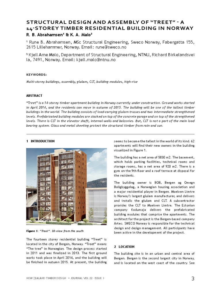 Structural Design and Assembly of "Treet" - A 14-Storey Timber ...