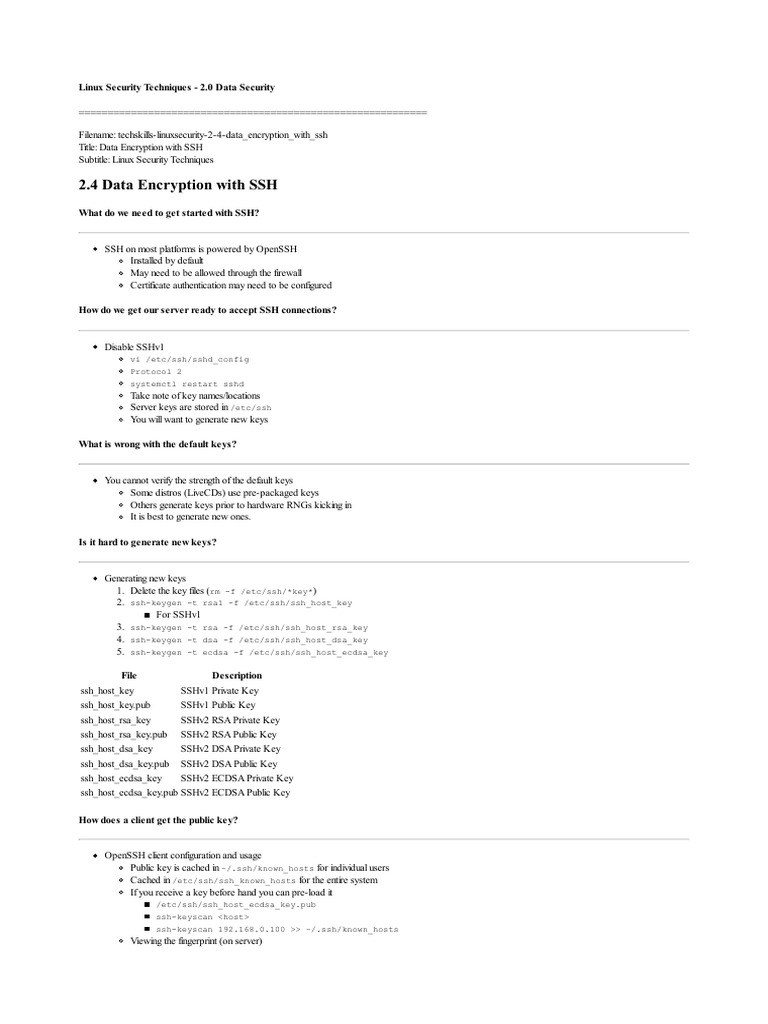 2.4 Data Encryption With SSH | PDF | Public Key Cryptography | Cryptography