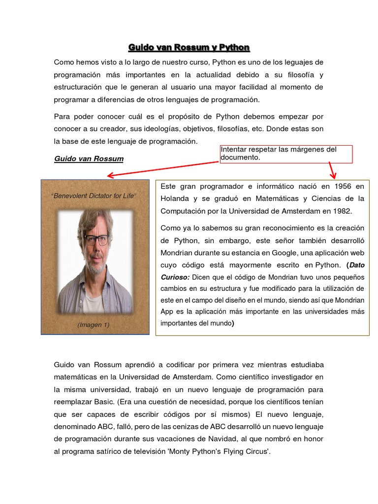 Guido Van Rossum y Python | PDF | Python (lenguaje de programación ...