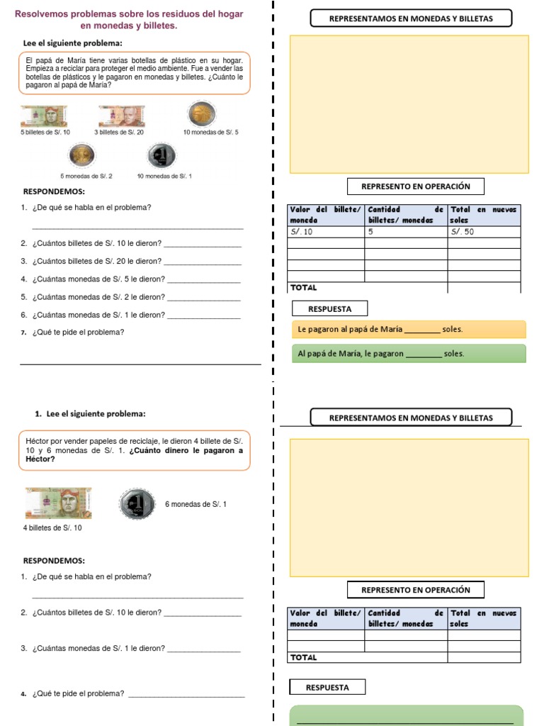Hojas De Trabajo Sobre Dinero Para Imprimir Gratis Para Segundo Grado