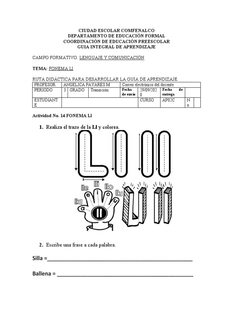 Actividades sobre el fonema Ll para niños | PDF