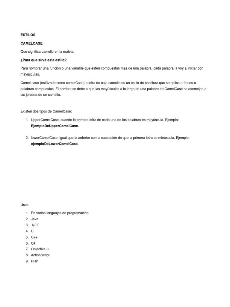 Camelcase Definicion | PDF
