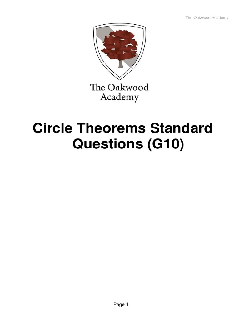 Grade 10 Circle Theorems Practice Questions | PDF | Triangle Geometry ...