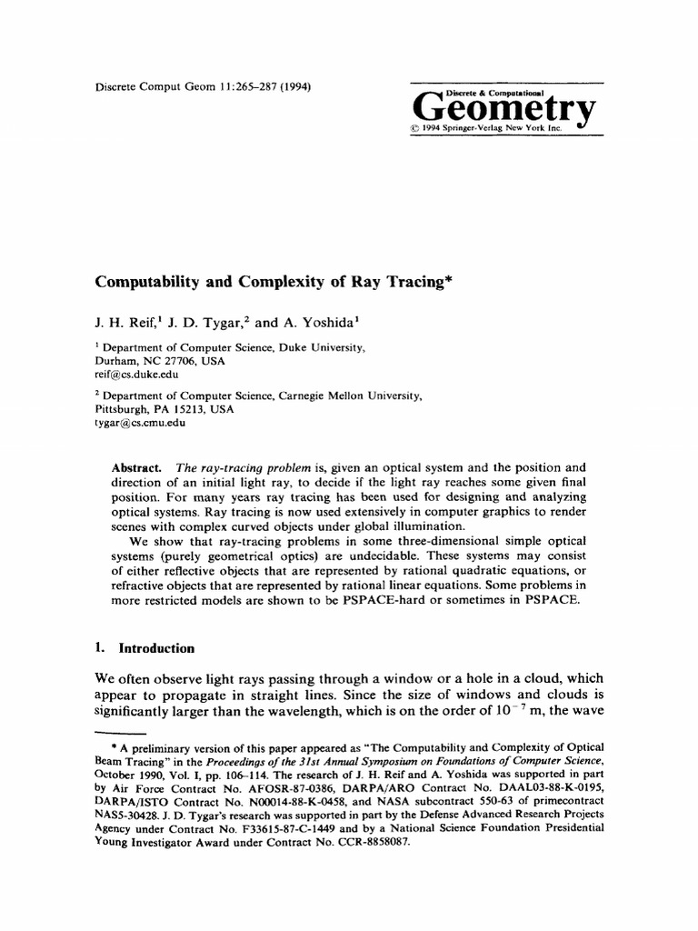 Geometry: Computability and Complexity of Ray Tracing | PDF | Optics | Line (Geometry)
