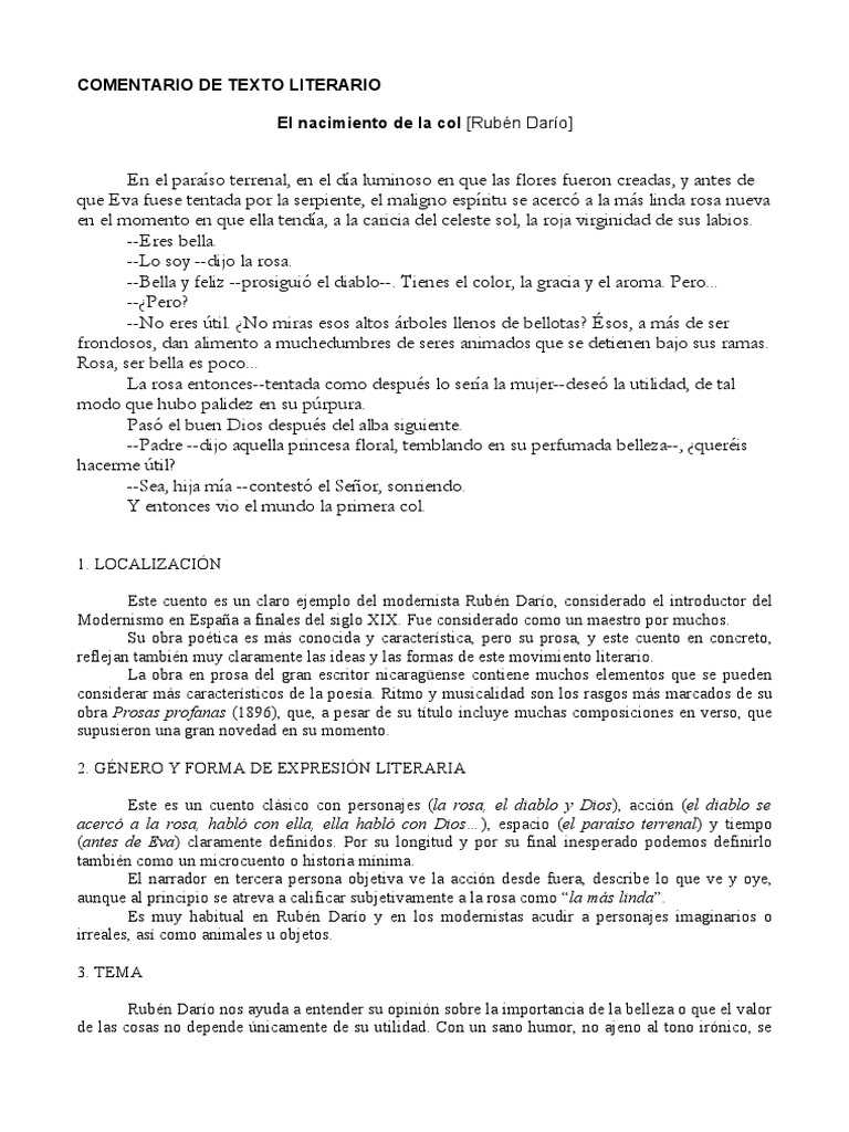 Análisis de "El nacimiento de la col" | PDF | Cuentos | Diablo