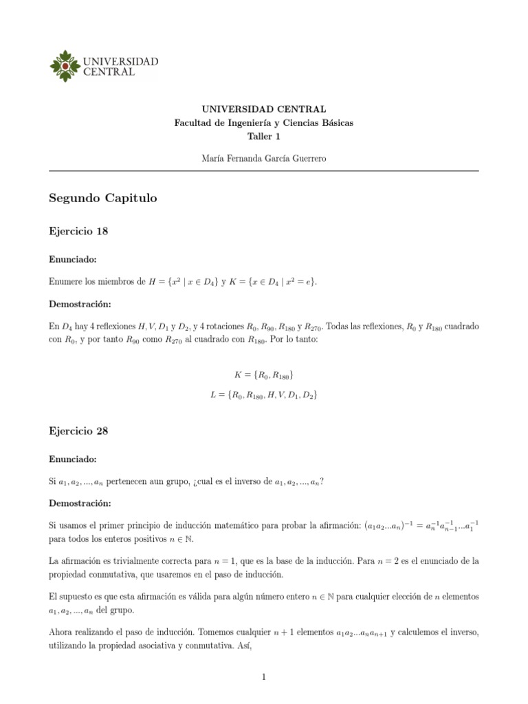 Taller de Algebra Abstracta | PDF | Prueba matemática | Álgebra