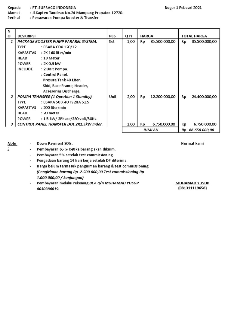Air Bersih SUPRACO Proy Bandung | PDF