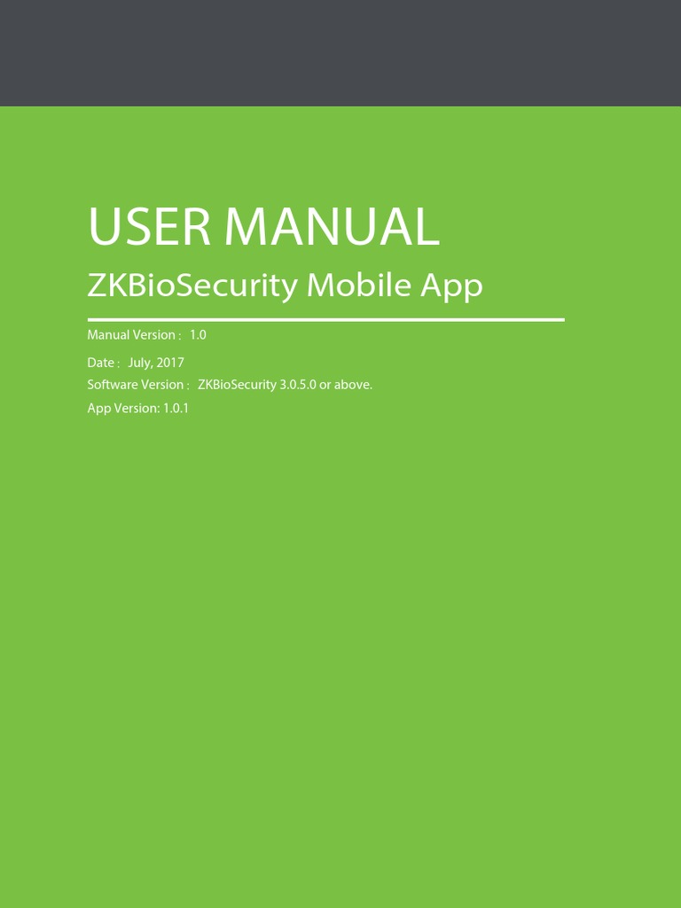 Zkbiosecurity App User Manual v1.0 20170808 | PDF | Login | App Store (I Os)