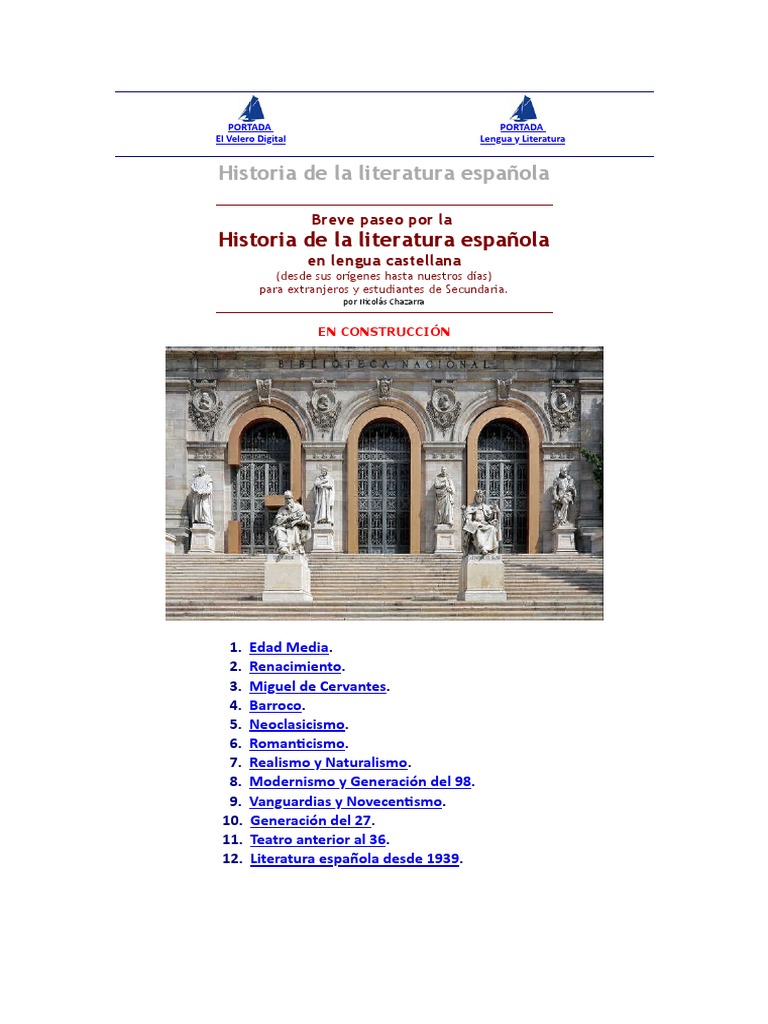 Breve Historia de La Literatura Española para Secundaria | PDF | Miguel ...