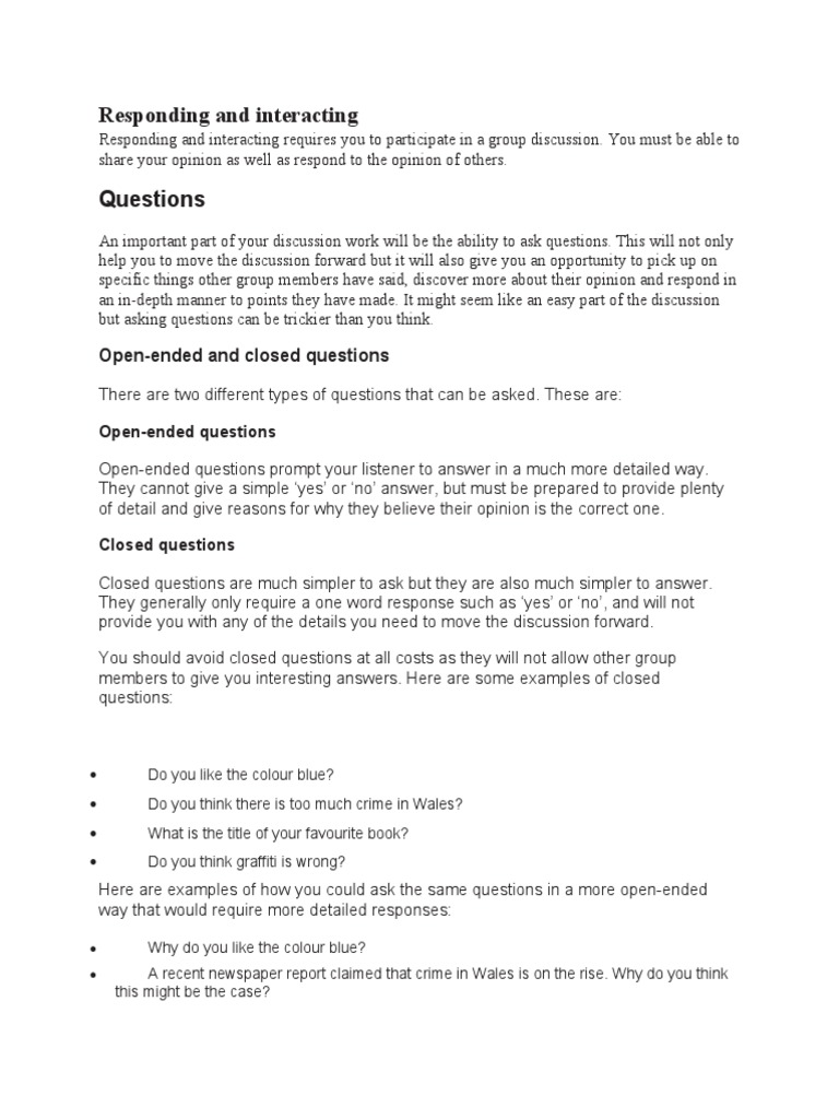 Effective Questioning in Discussions | PDF | Question | Communication