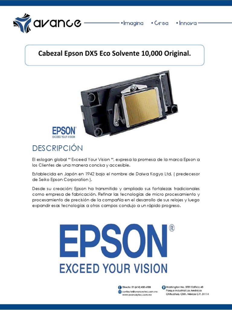 Cabezal Epson DX5 EcoSolvente 10000 Original | PDF | Diseño gráfico | Informática y tecnología ...