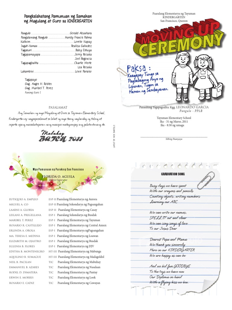 Moving Up Ceremony 2011 Tayuman | PDF