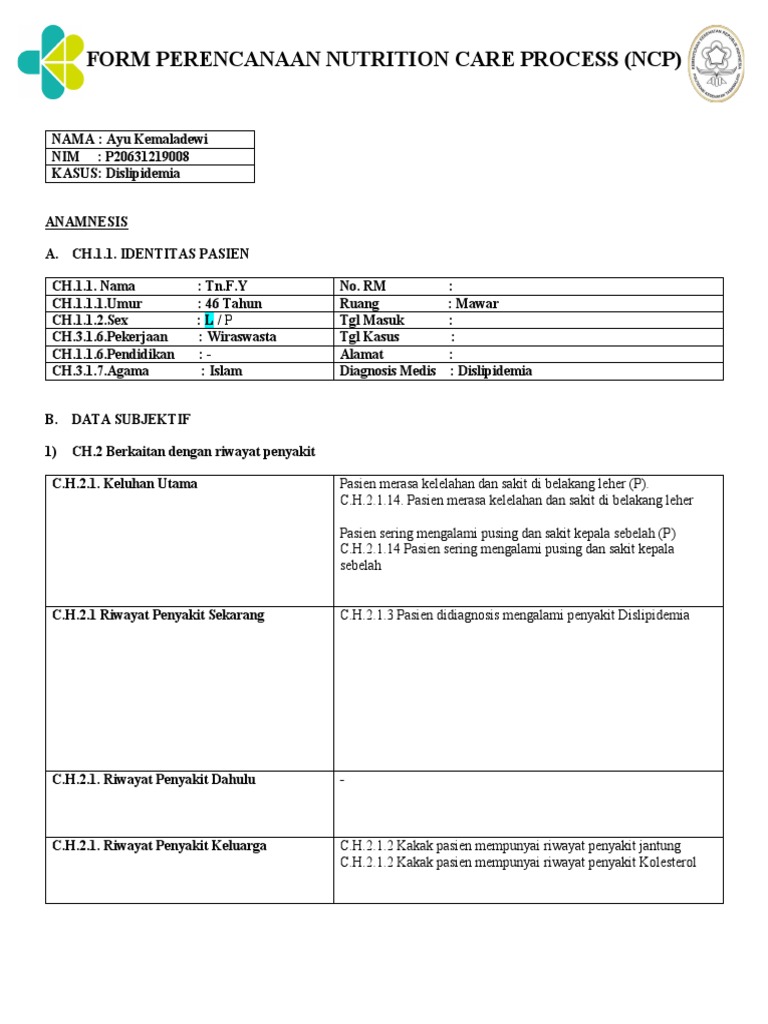 08 - Ayu Kemaladewi (FORM PERENCANAAN NCP) Final | PDF