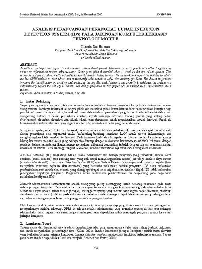 Analisis Perancangan Perangkat Lunak Intrusion Detection System - Ids - Pada Jaringan Komputer ...