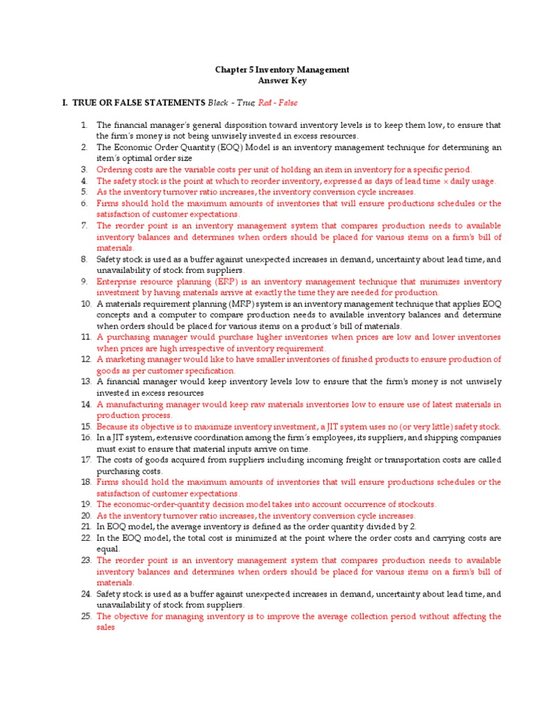 05 Inventory Management KEY | PDF