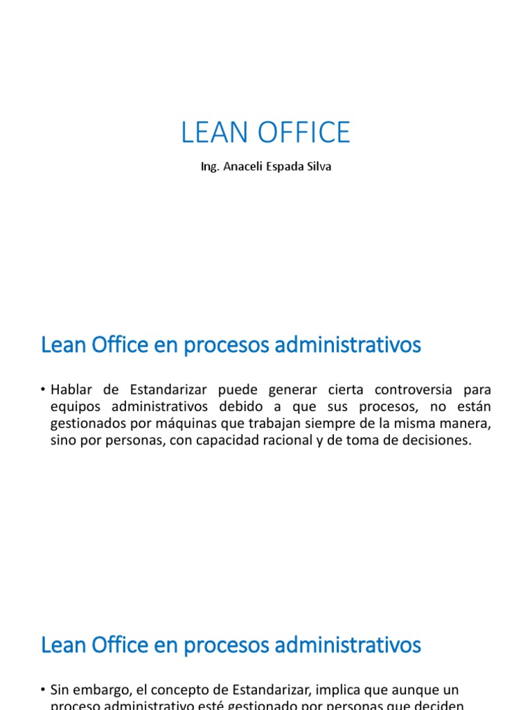 Estandarización en Lean Office | PDF | Información | Lean Manufacturing