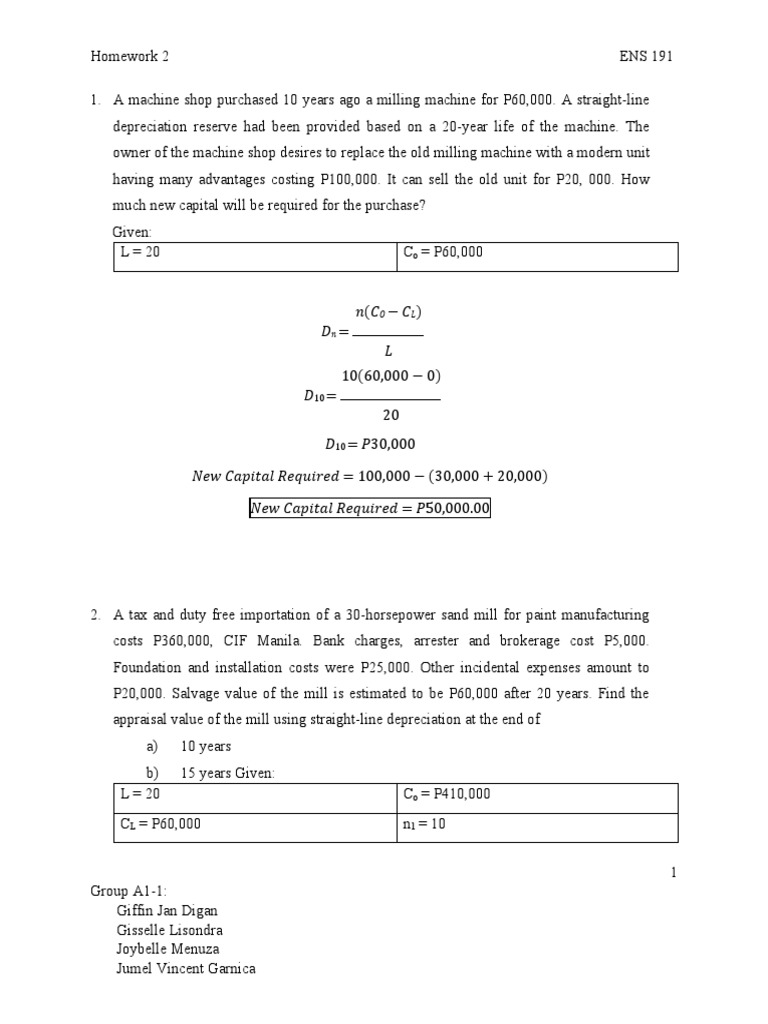 Homework 1 2 | PDF | Depreciation | Financial Services