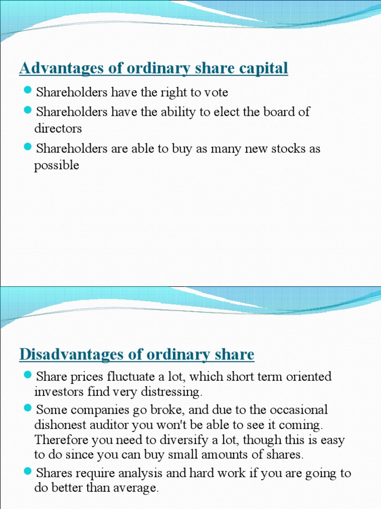 Pros and Cons of Ordinary Share Capital | PDF | Cost Of Capital | Stocks