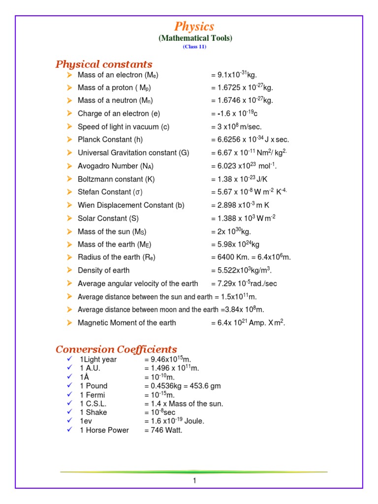 Physics: Physical Constants | PDF | Trigonometric Functions | Sine