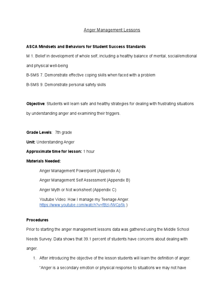 Anger Management-Lesson Plan | PDF | Anger | Question