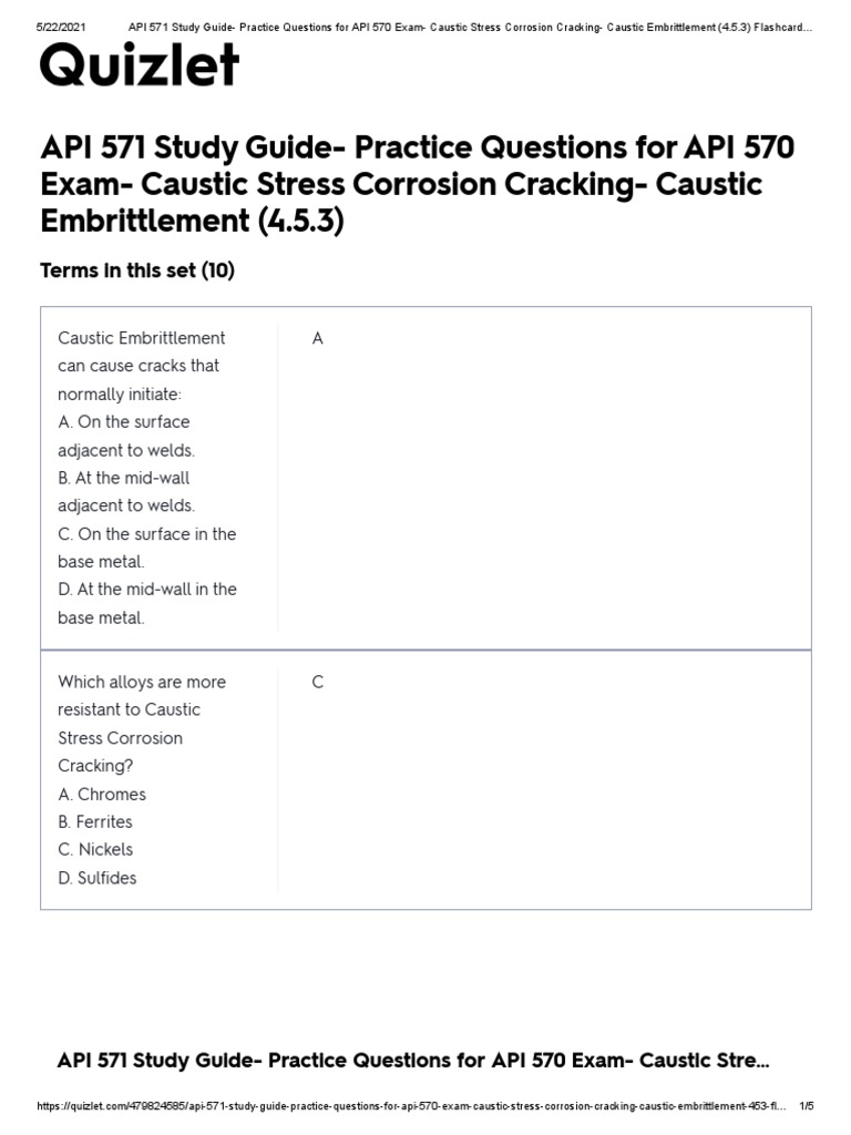 API 571 Study Guide-Practice Questions For API 570 Exam - Caustic ...