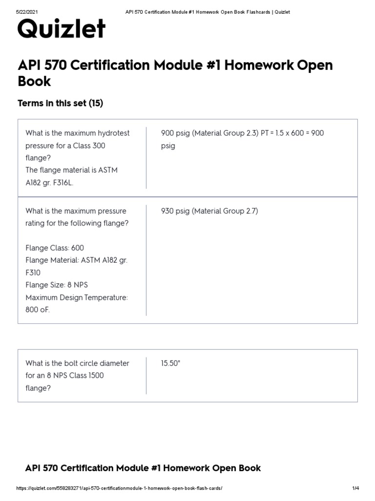 API 570 Certification Module #1 Homework Open Book: Terms in This Set ...