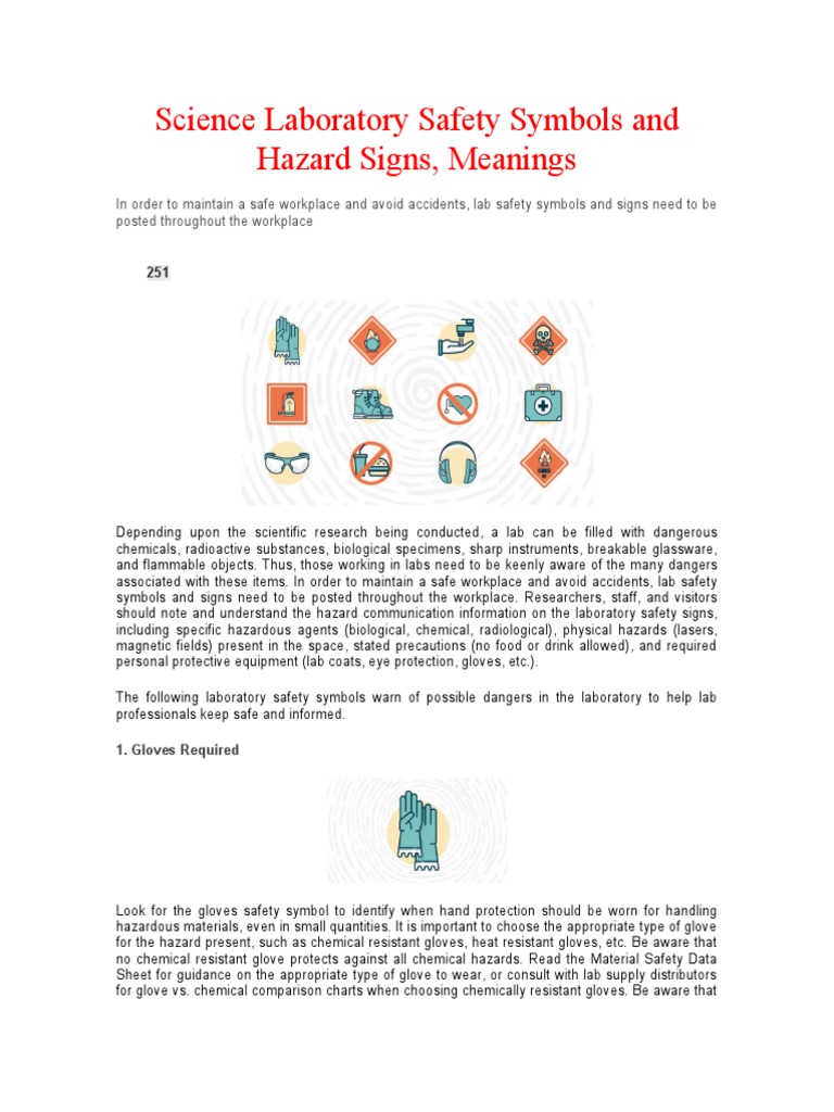 Science Laboratory Safety Symbols and Hazard Signs | PDF ...