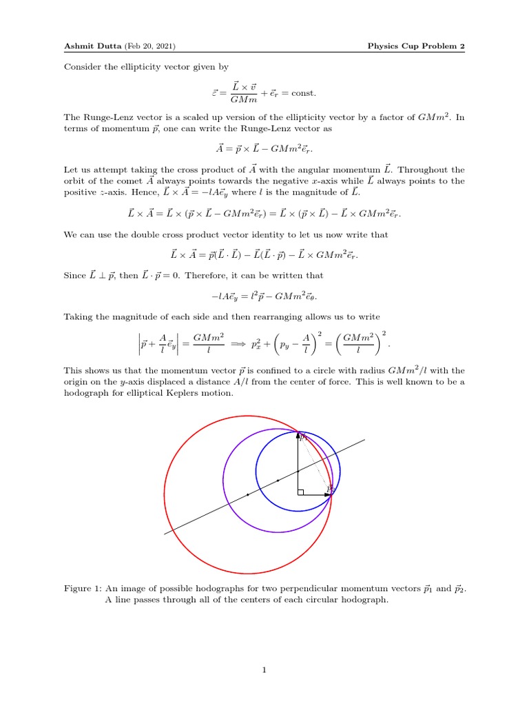 Ashmit Dutta (Feb 20, 2021) Physics Cup Problem 2 | PDF | Euclidean Vector | Theoretical Physics