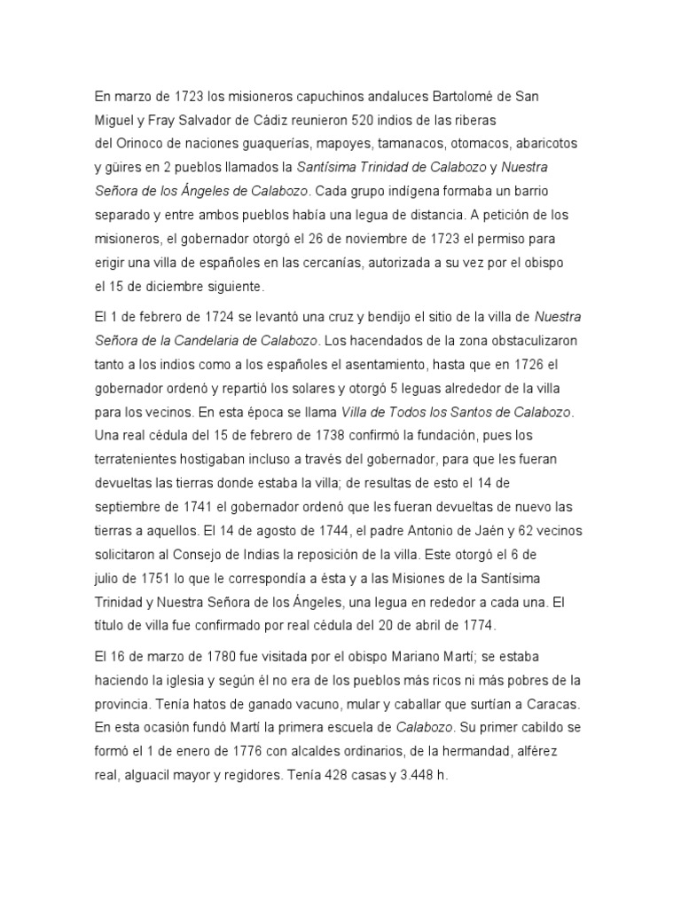 Historia de Ciudad de Calabozo | PDF | América del Sur | Venezuela