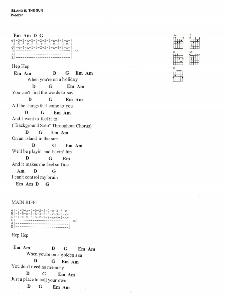 Weezer Guitar Chords