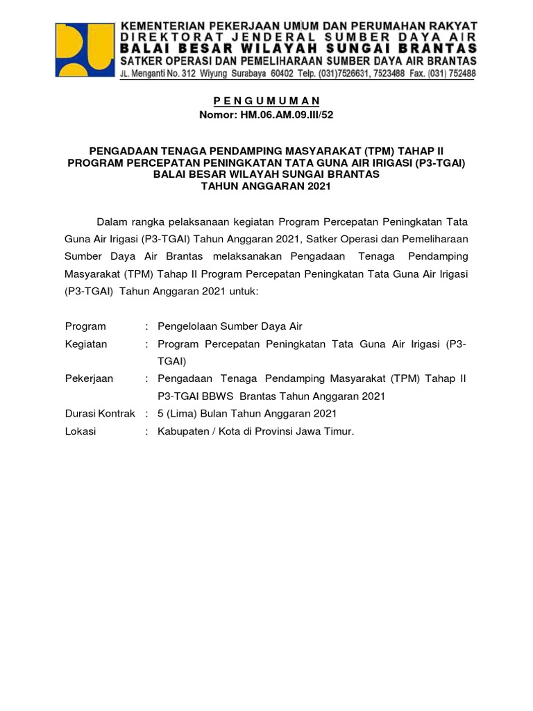 Rekrutment TPM 2021 Tahap2 | PDF