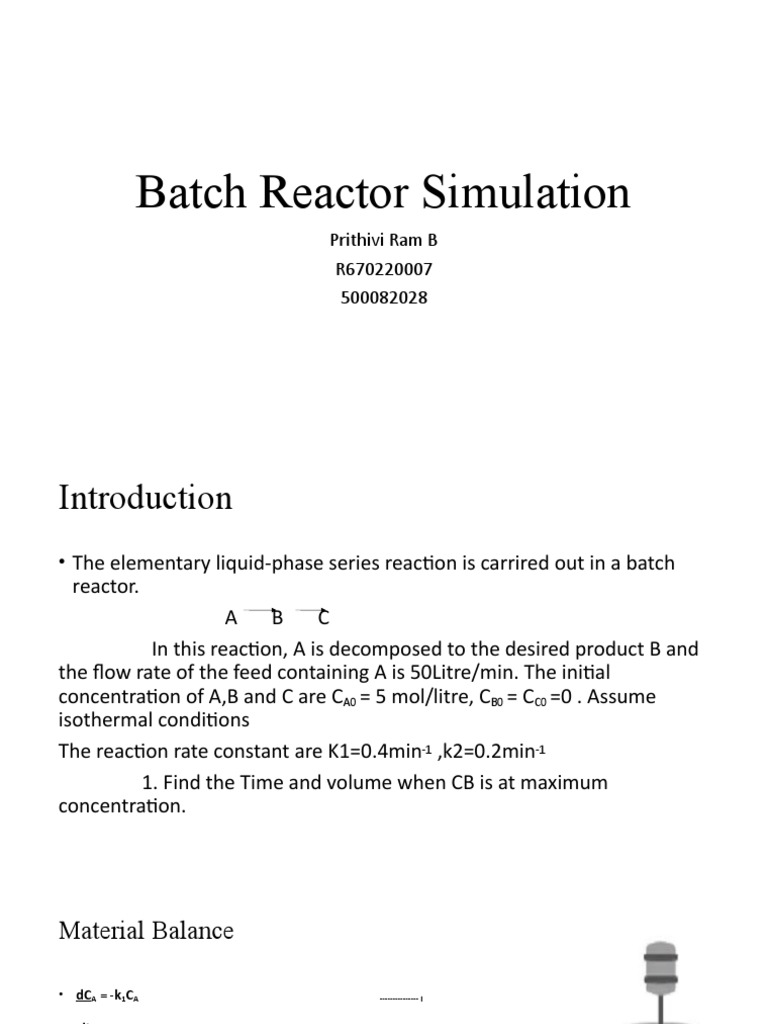 Batch Reactor Simulation - PPTM | PDF