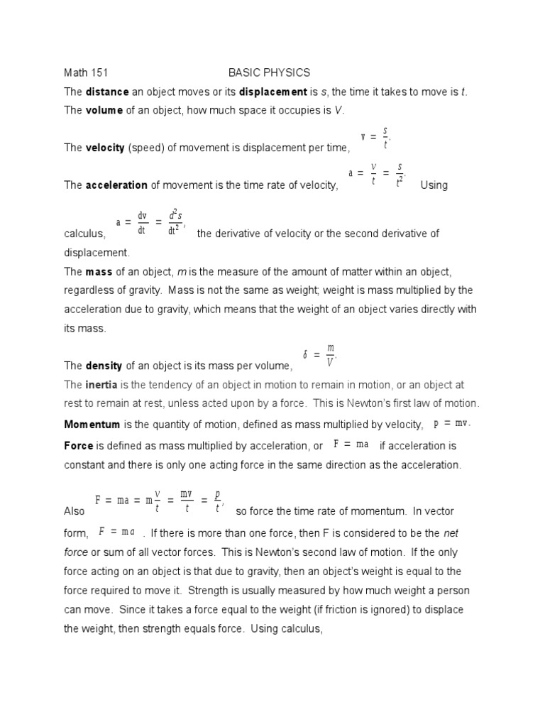 Basic Physics PDF | PDF | Acceleration | Force
