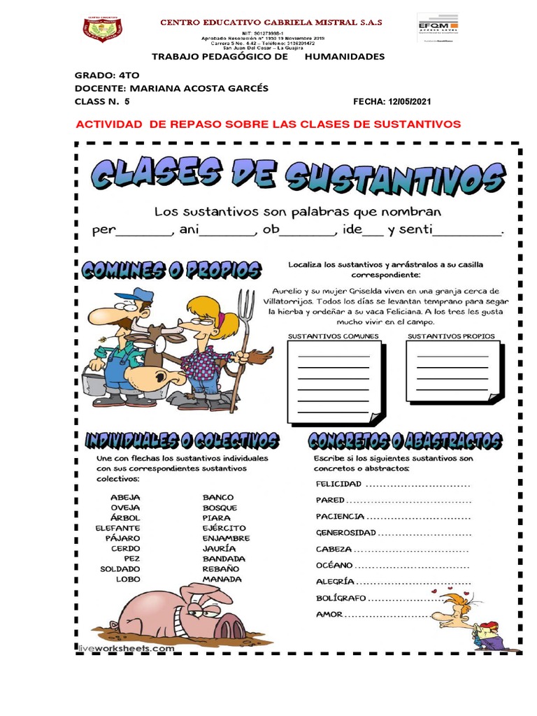 Actividad de Repaso Sobre Las Clases de Sustantivos | PDF | Salud y ...