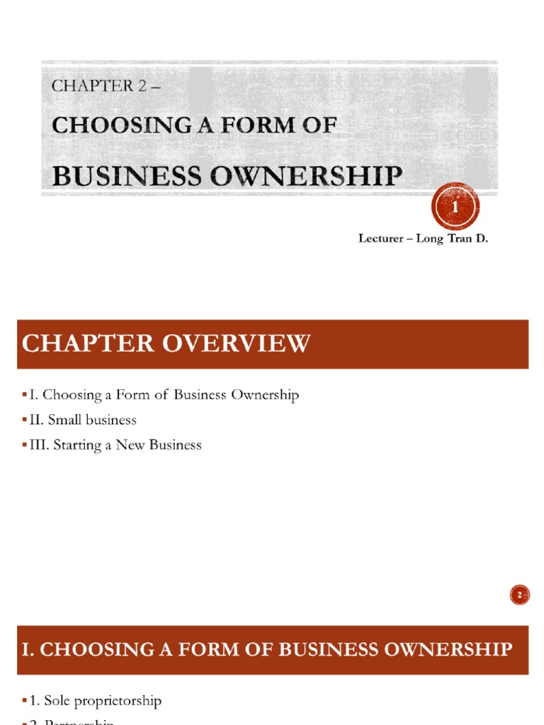 Chapter II - Choosing A Form of Business Ownership | PDF