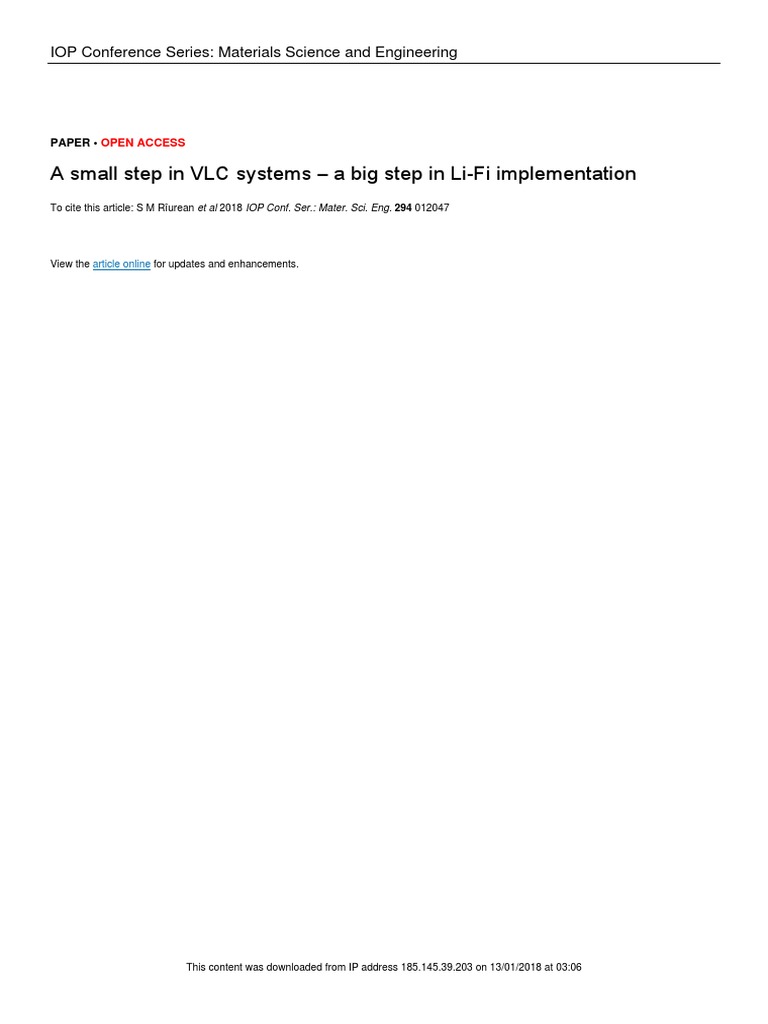 A Small Step in VLC Systems - A Big Step in Li-Fi Implementation | PDF ...